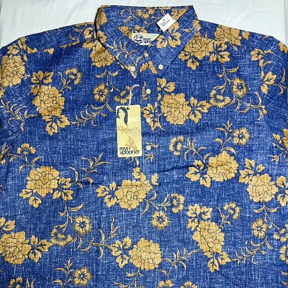 reyn spooner | Shirts | Reyn Spooner Blue Gold Floral | Poshmark